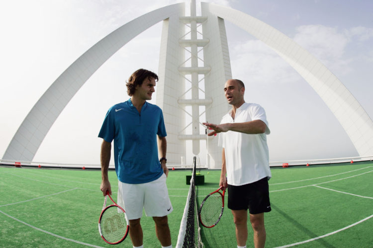 The special match between Roger Federer and Andre Agassi which happened ...