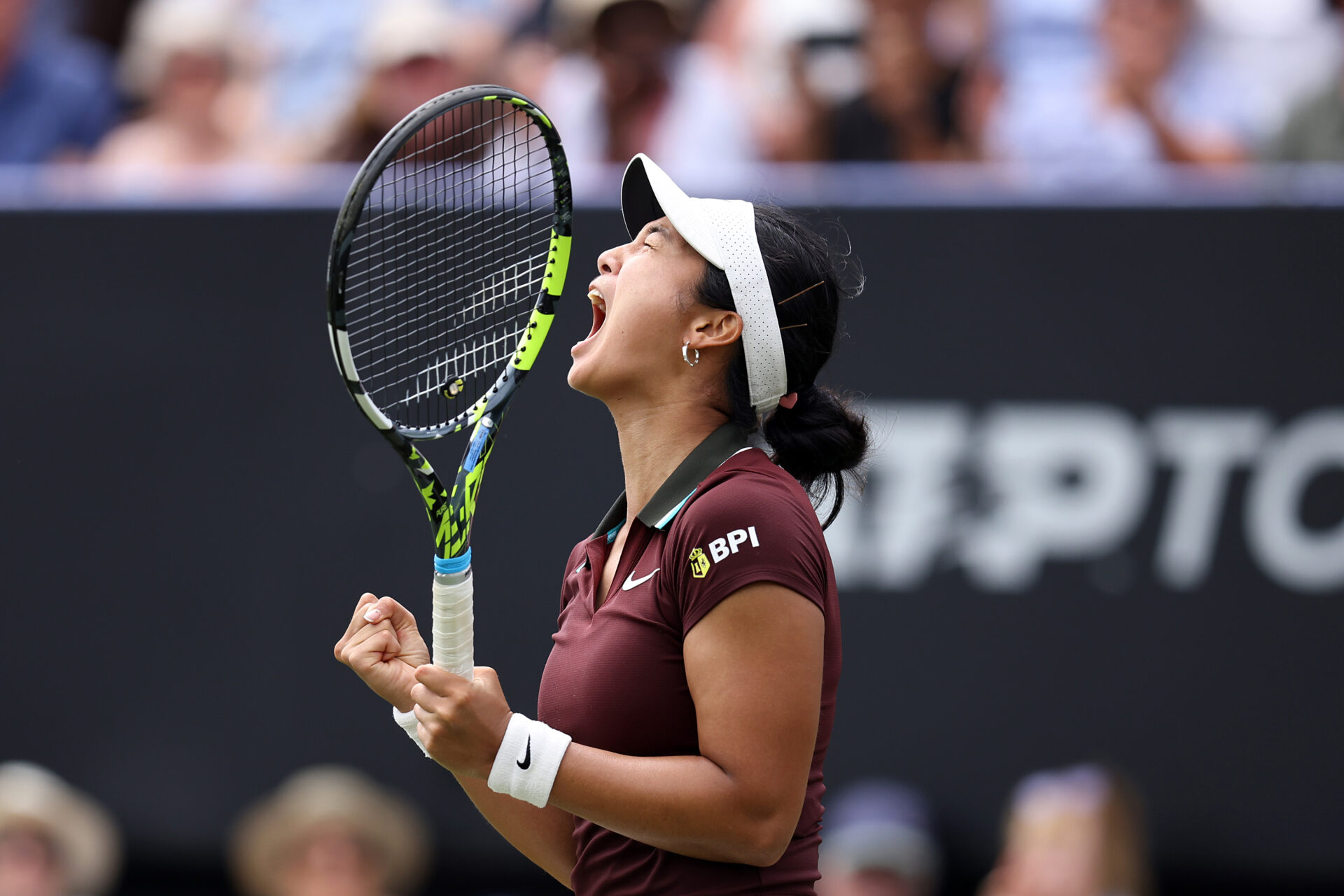 Alexandra Eala reacts after achieving career first at the Eastbourne ...