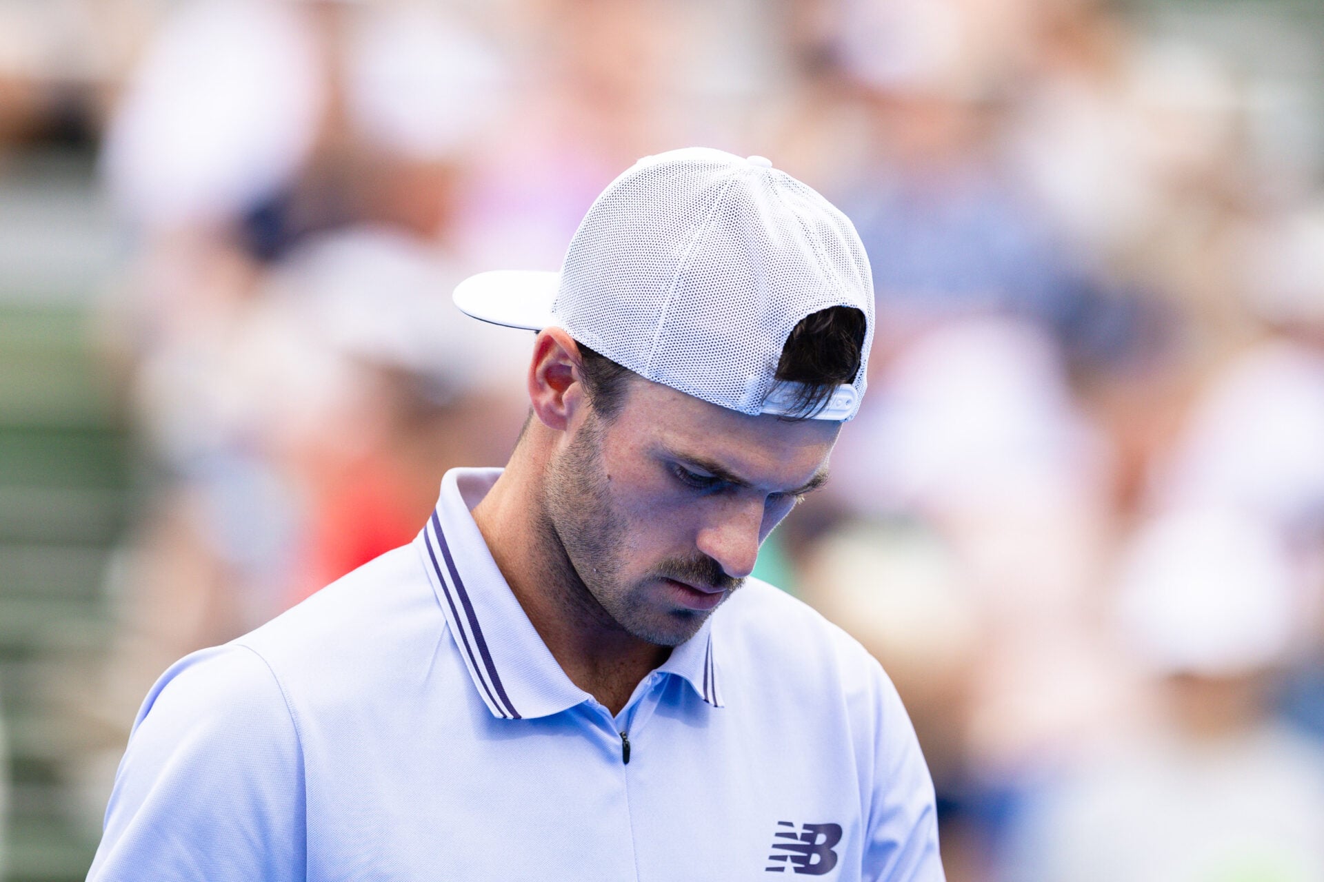 Tommy Paul reacts after losing in deciding set tiebreak to Arthur Fils ...