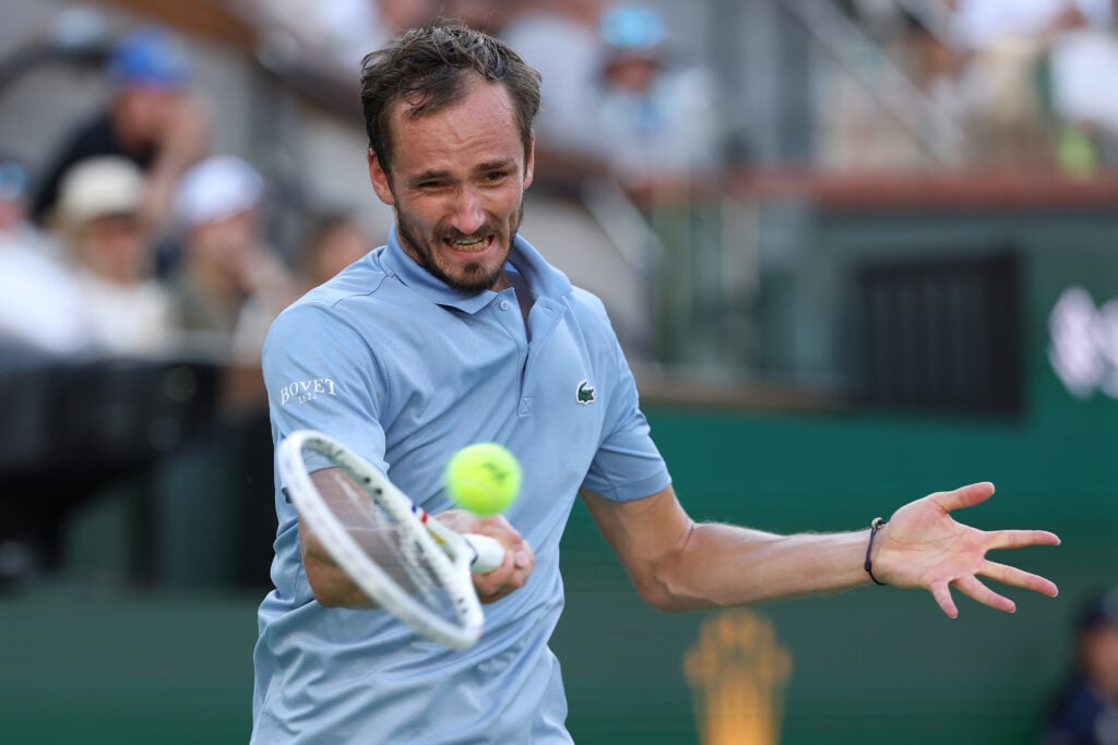 Daniil Medvedev reacts after ending Carlos Alcaraz's 16-match winning ...